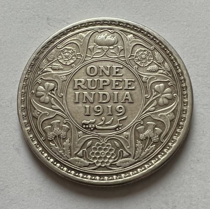 SREBRNIK - Britanski Imperij - Indija 1 rupija rupee 1919 (otaku)