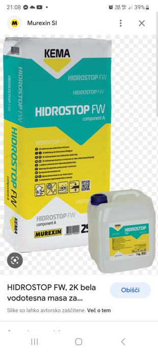 Hidrostop FW 25kg dvokomponentni