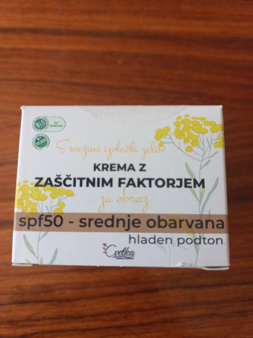Novo Cvetka zeliščno posestvo, Spf 50 krema za obraz-srednje obarvana