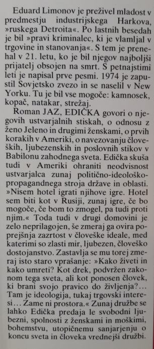JAZ, EDIČKA, Eduard Limonov