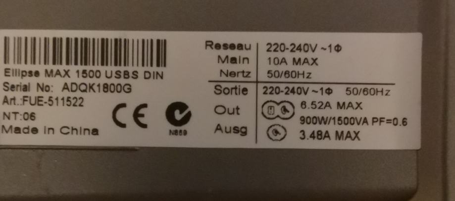 UPS ETN llipse 1500 inverter zaščita in brezprekinitveno napajanje