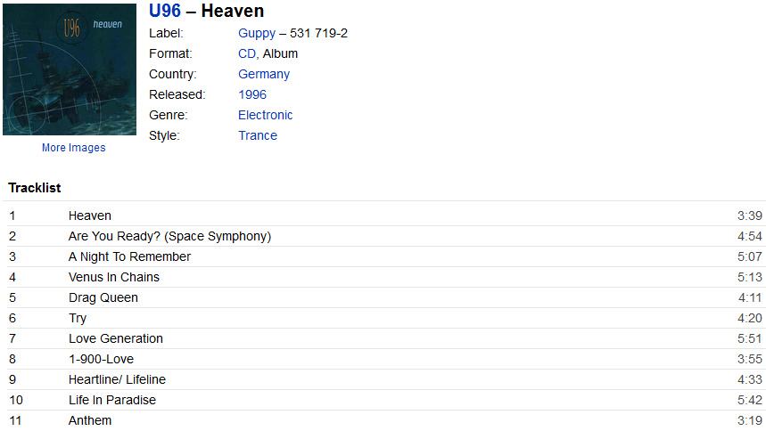 U96 - HEAVEN (CD audio)