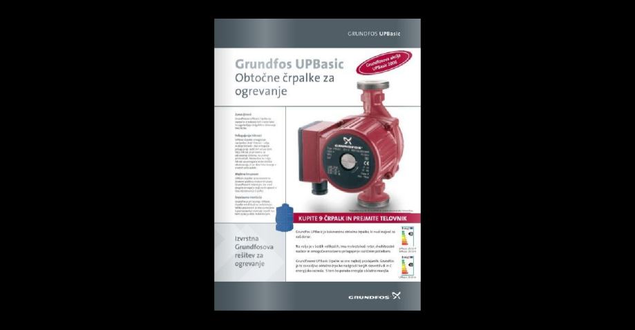 NOVA OBTOČNA ČRPALKA GRUNDFOS UP BASIC 25-4-180
