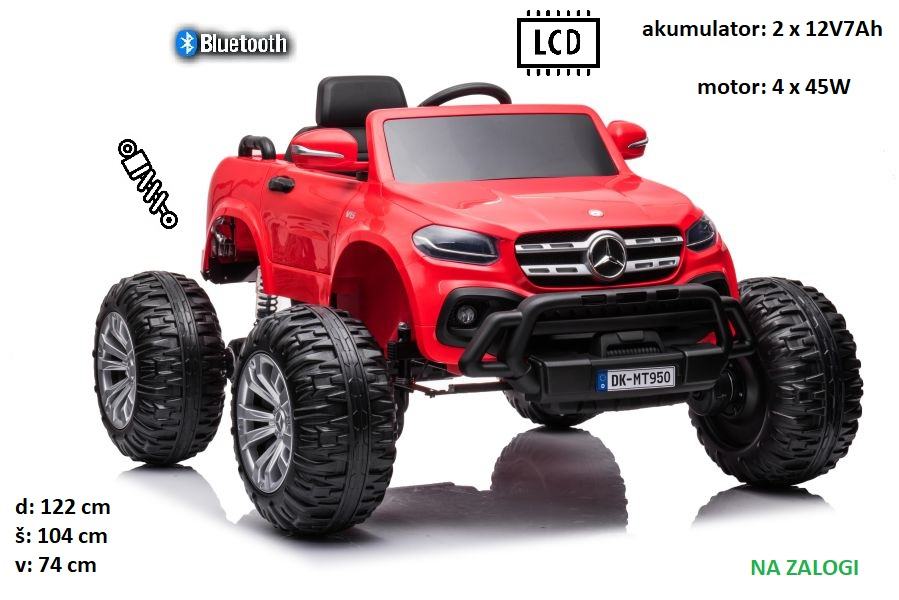 Otroški avto na akumulator Mercedes DK-MT950 (rdeč) + LCD ekran