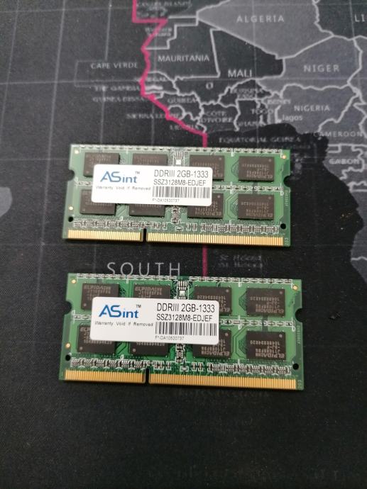 2x 2Gb DDR 3 ram za prenosnik 1333Mh Asint