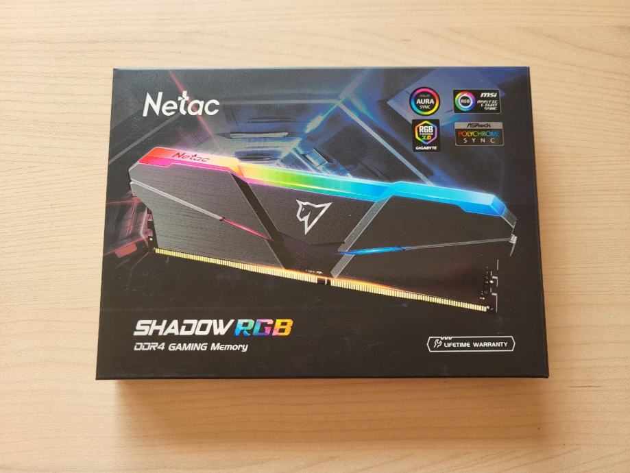 Pomnilnik DDR4 16GB (2x8GB) 3200MHz Netac Shadow RGB C16 Grey