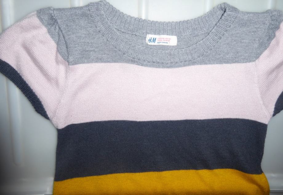 Topla pletena dekliška obleka s kratkimi rokavi H&M 134/140, 8-10 let