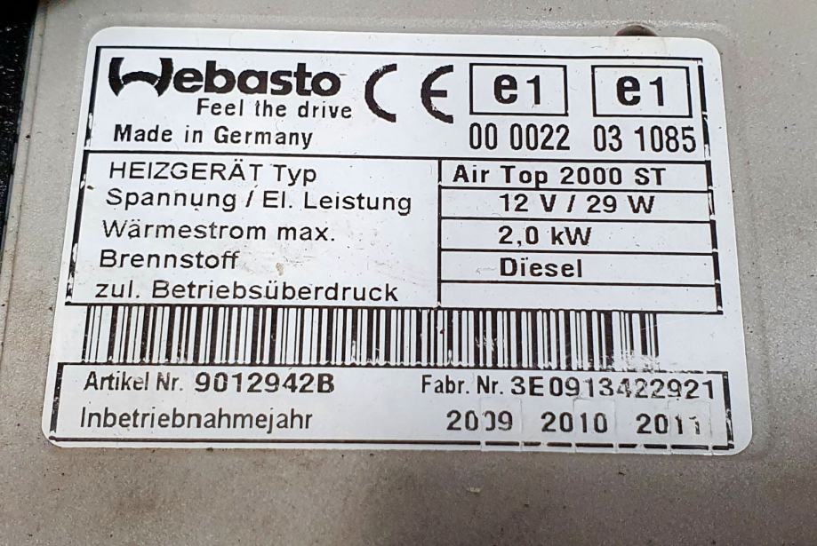 Webasto Airtop 2000ST 24V dizel
