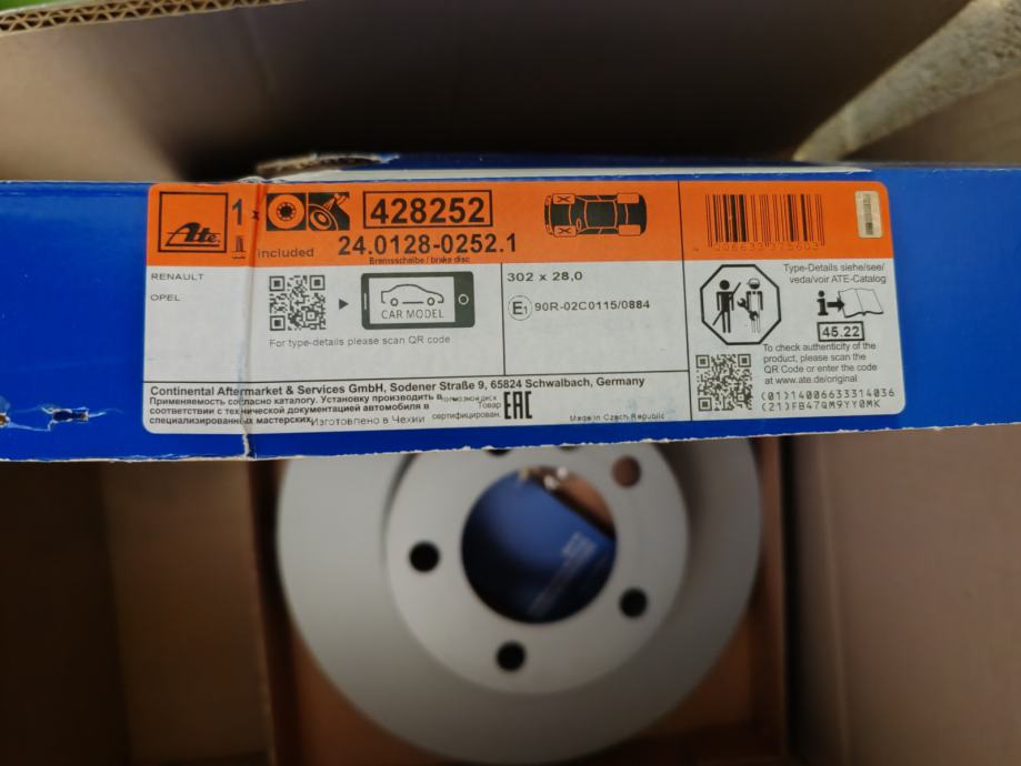 Zavorni diski za Renault master, ATE