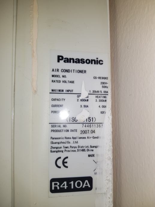 Klimatska naprava Panasonic R410A-inverter (hlajenje, gretje)
