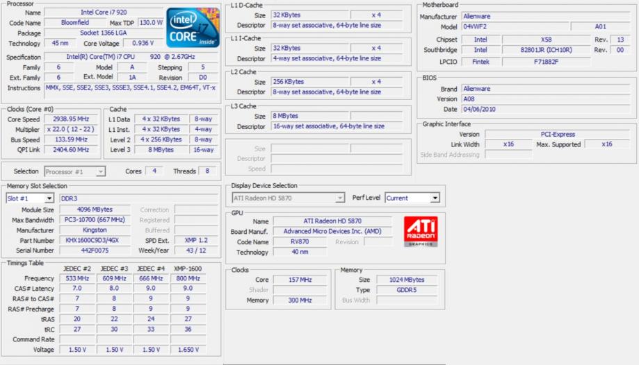 Alienware Aurora R1, Intel i7 920, Radeon HD 5870, DDR3 12GB