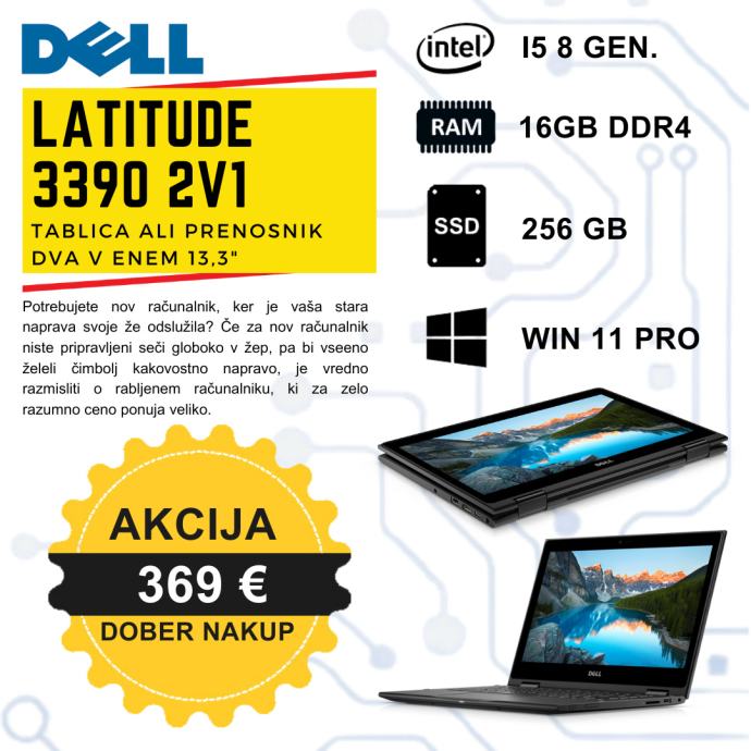 DELL Latitude 3390 2 V 1 i5-8350U | 16GB DDR4 | 256GB SSD | 13,3