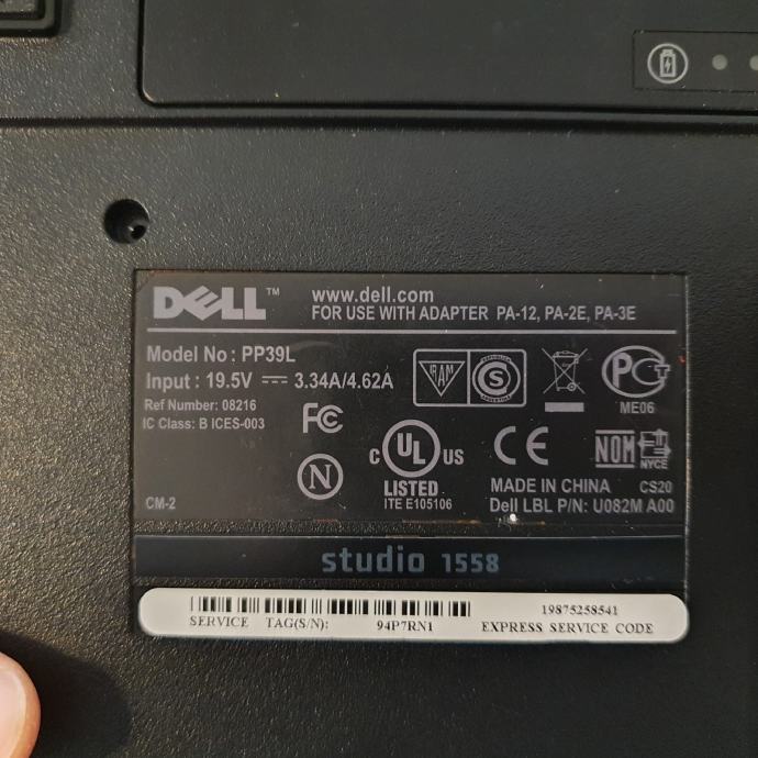 Prenosnik Dell Studio 1558, i3, 4GB Ram, FHD display - za dele