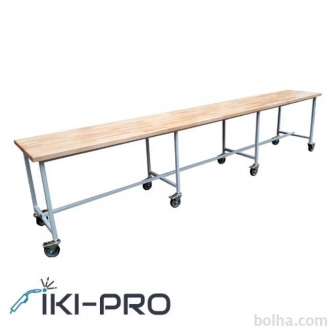 Delovna miza 400 cm, na kolesih
