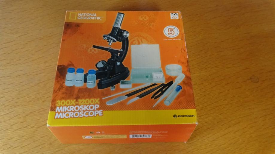 Otroški mikroskop National Geographic 300×–1200× – komplet