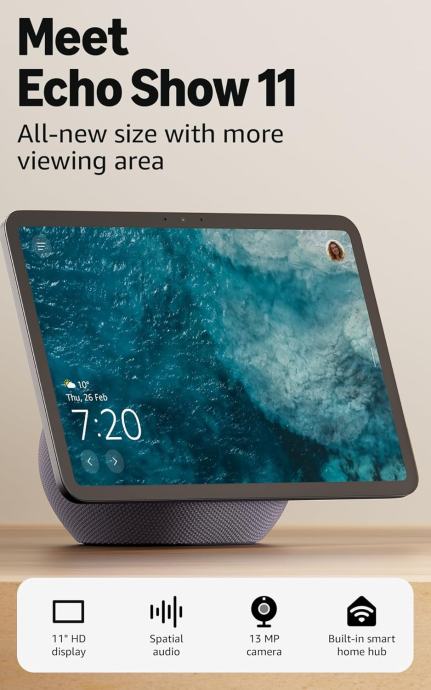 Amazon Echo Show 11 2025 Smart ekran Alexa+ Wifi BT Matter Zigbee Thre
