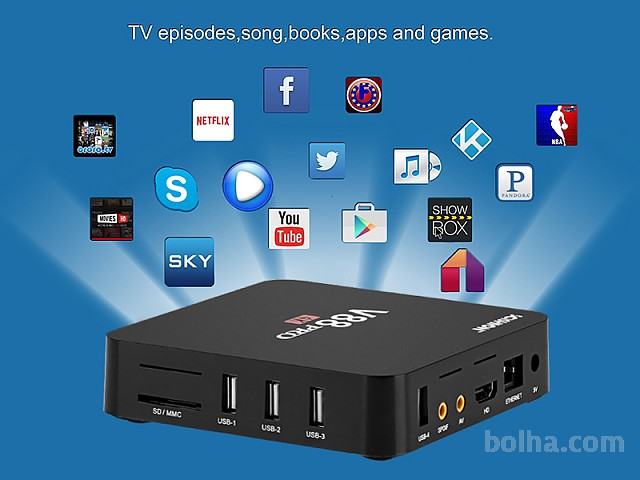 Android TV BOX, 2xUSB, multimedijski predvajalnik, KODI