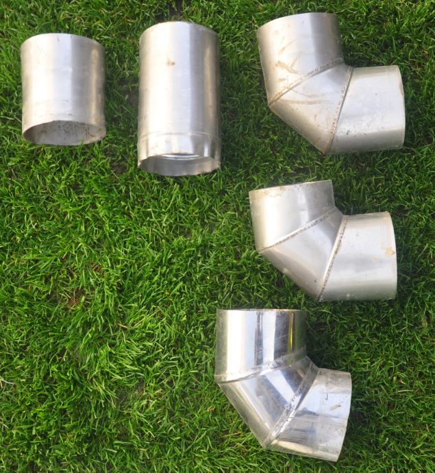 INOX cevi za dimnik - kolena (fi 13,5) in cev (fi 12,5 x 85 cm)