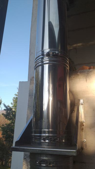 INOX DIMNIK IZOLIRAN 150mm KOMPLET skupna višina cca 4 metre