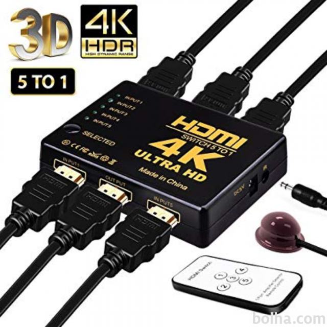 5-Port HDMI 1080p ali 4K 3D preklopnik Switcher Selector