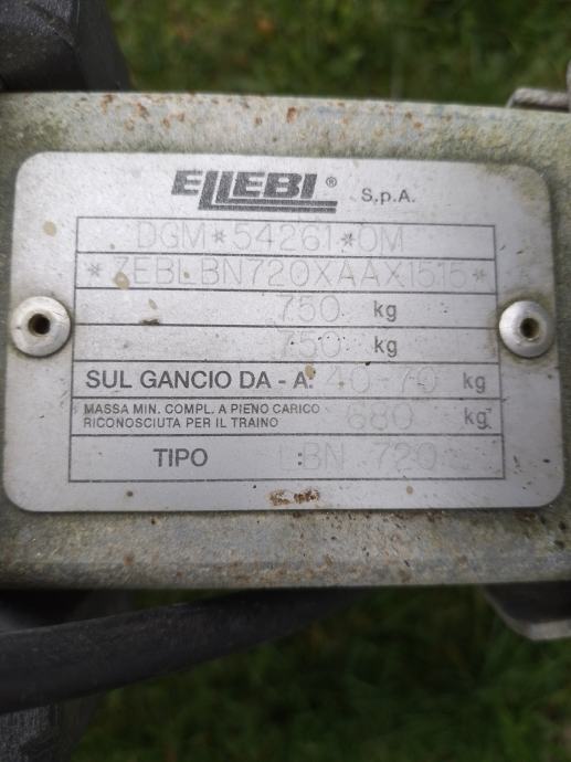 Prikolica za čoln do 6,7m Ellebi LBN720 brez papirjev