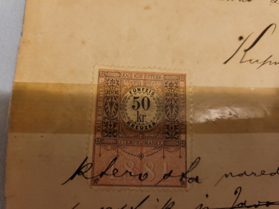 Kupoprodajna pogodba iz leta 1882