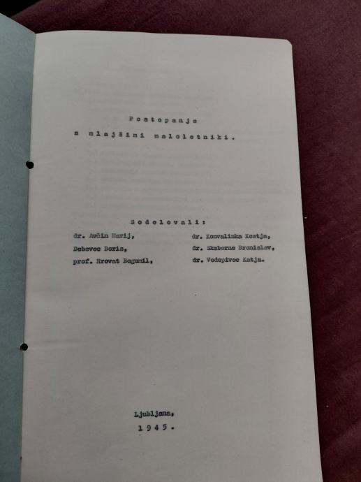 Redko povojno gradivo 1945 – Priročnik za mladinsko sodstvo Ljubljana