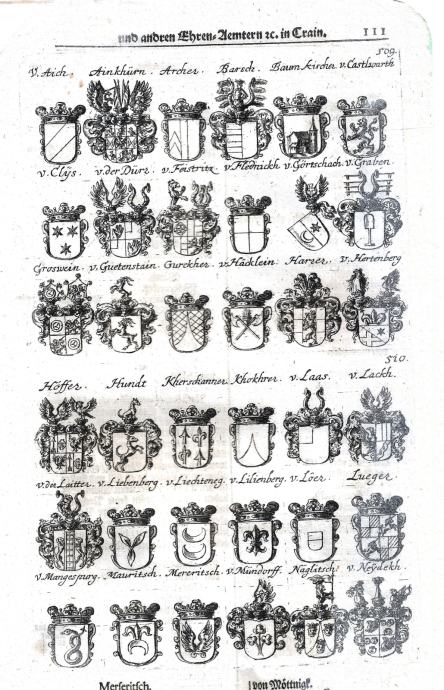 VALVAZOR-GRBI SLOVENSKIH MEST,GROFOV,DRUŽIN,SLAVA VOJVODINE KR. 1689