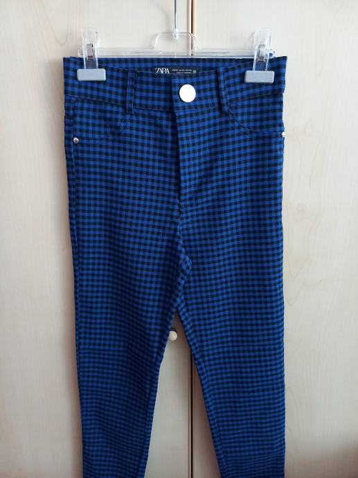 Modre ženske karo hlače, Zara, XS