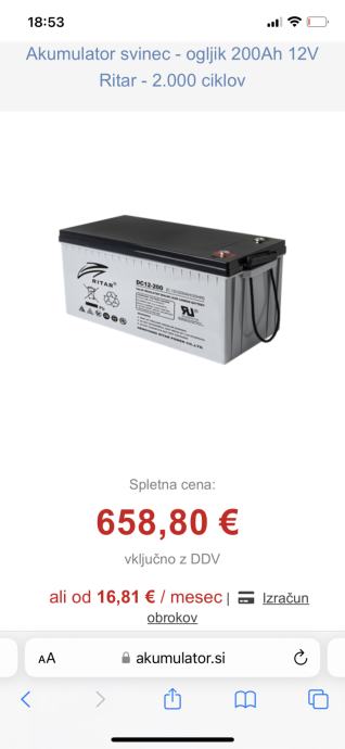 4x Akumolator Svinec-Ogljik 12V 200Ah