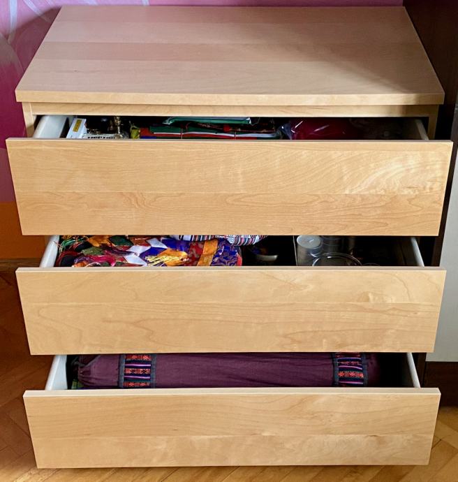Ikea MALM predalnik (3 x), beljen hrastov furnir, 80x78 - kot nov