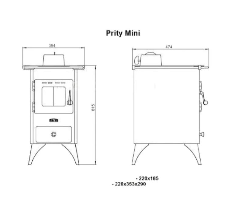 Kaminska peč Prity Mini (5 kW, velikost ogrevanega prostora: 80 m³)