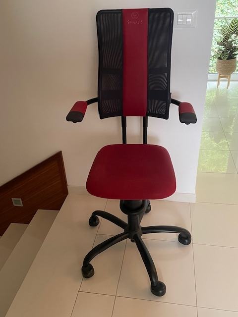 Oranžni in rdeči stol Spinalis Hacker