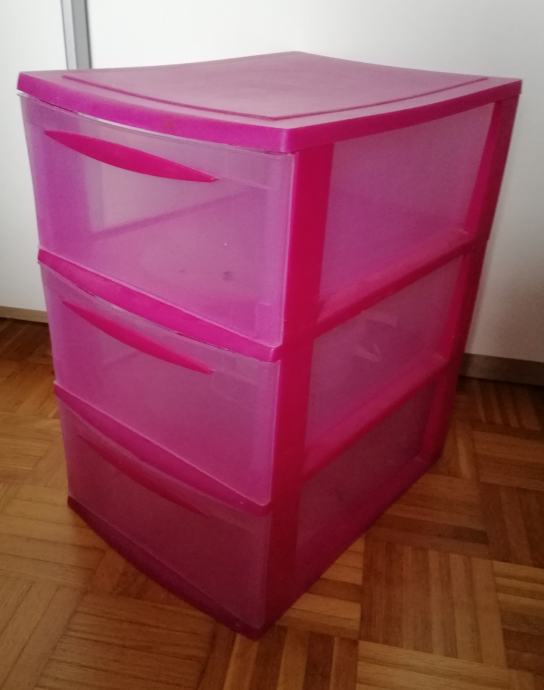 Pink roza plastični predalnik s 3 predali