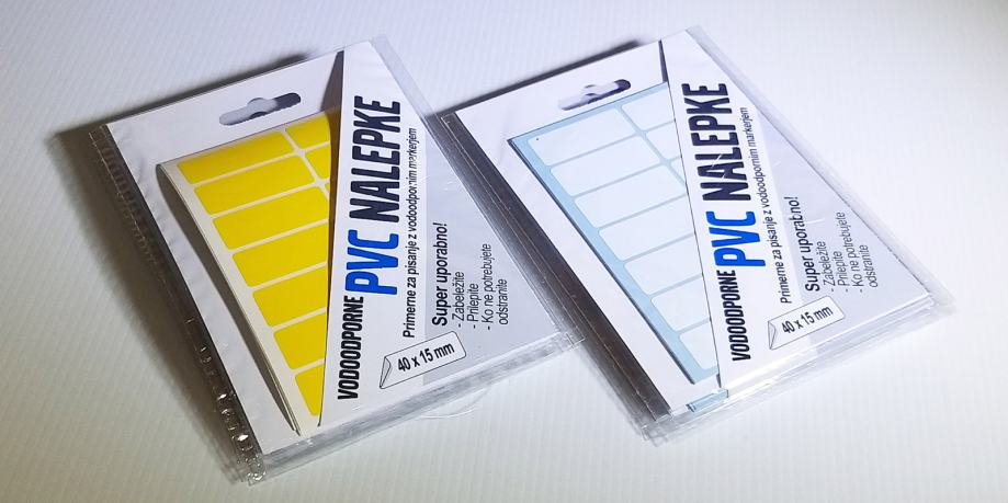 PVC NALEPKE + MARKER, VODOODPORNE, ODSTRANLJIVE, SPONKA
