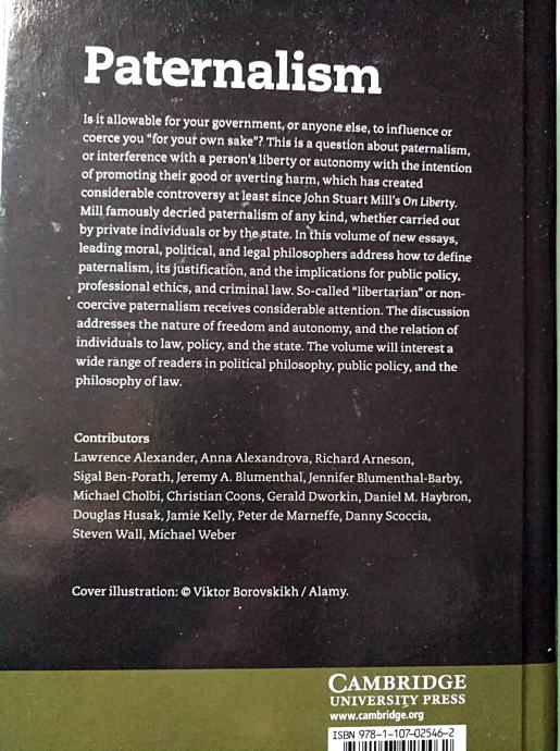 Knjiga Paternalism Theory and Practice
