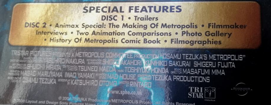 DVD anime: Metropolis (2001, Osamu Tezuka), Special Edition 2xDVD