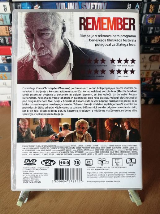 Remember (2015) IMDb 7.4 / Christopher Plummer / Auschwitz survivor