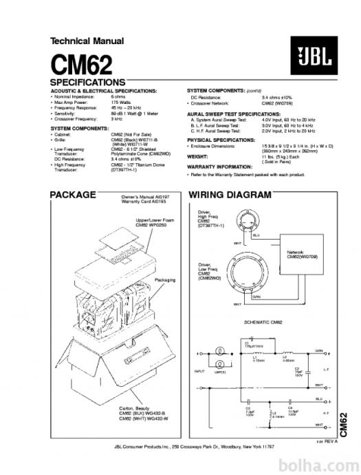 JBL control CM62/ beri opombe.