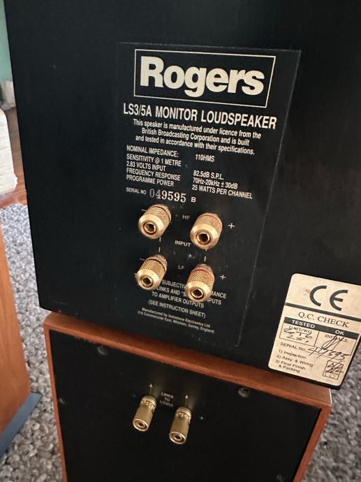 Rogers LS3/5a bi wiring + Rogers AB1 zvočniki