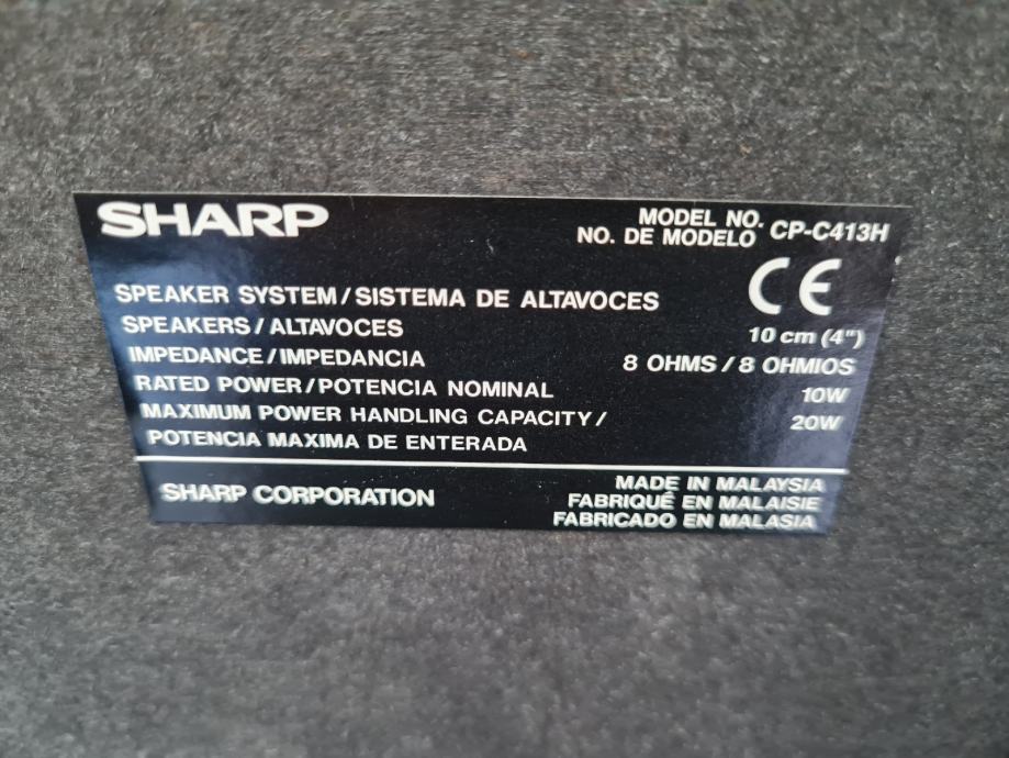 SHARP CP-C413H, dvosistemski zvočniki, 20 W