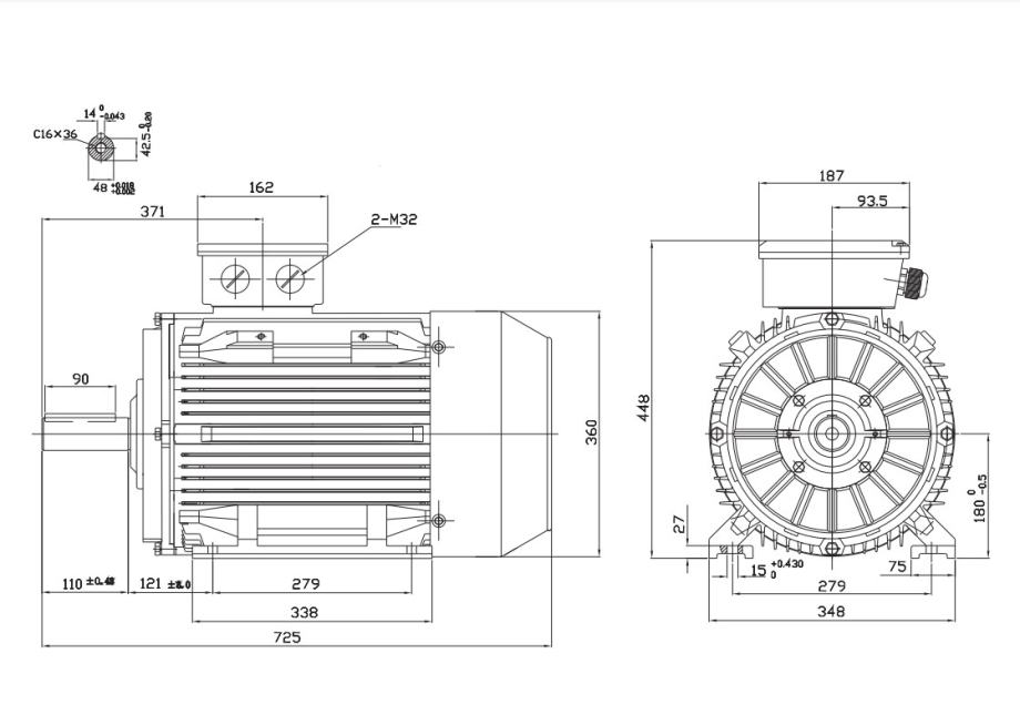 TECHTOP T3CR-180L-4, 22kW, 1400 rpm, B3, IE3, PTC