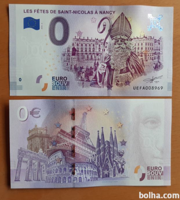 0 euro Nancy Sveti Miklavž 2018 spominski bankovec UNC