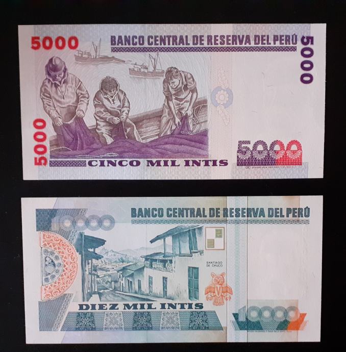5000 in 10000 pesos 1988 Peru unc