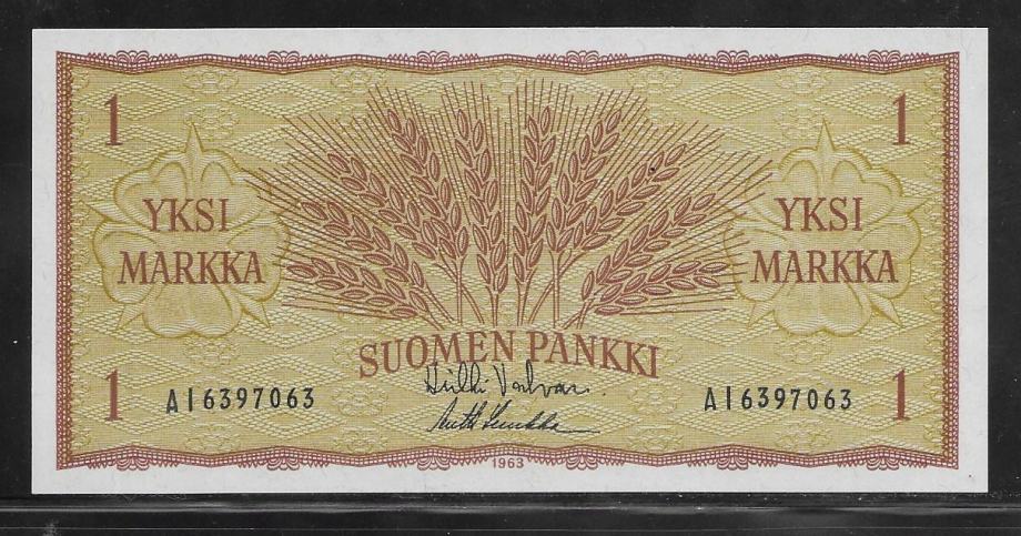 FINSKA 1 marka markkaa 1963 UNC
