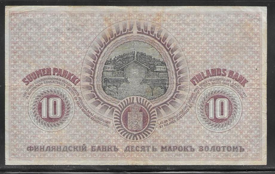 FINSKA pod Rusijo - 10 mark 1909 v zlatu - 1 guld VF
