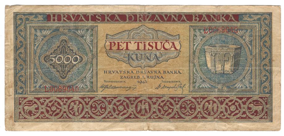 HRVAŠKA 5000 KUNA 1943