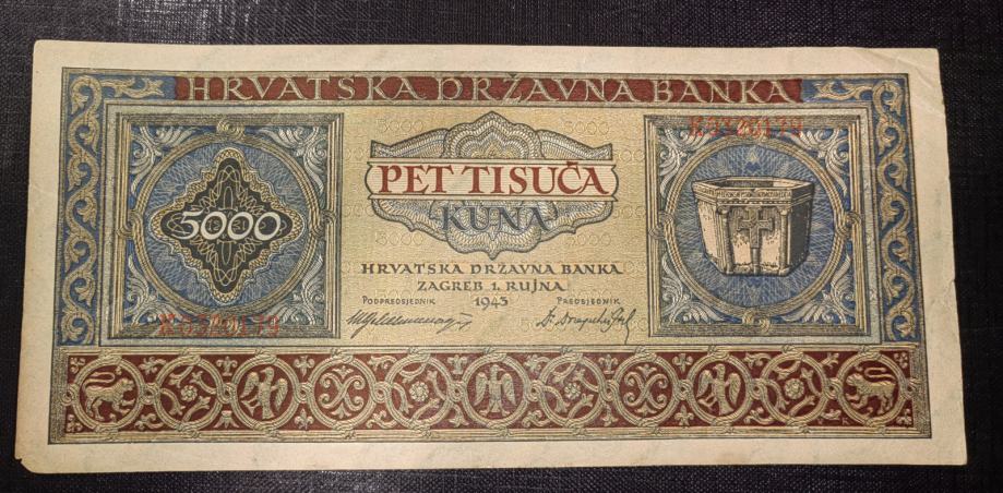 HRVAŠKA 5000 KUNA 1943