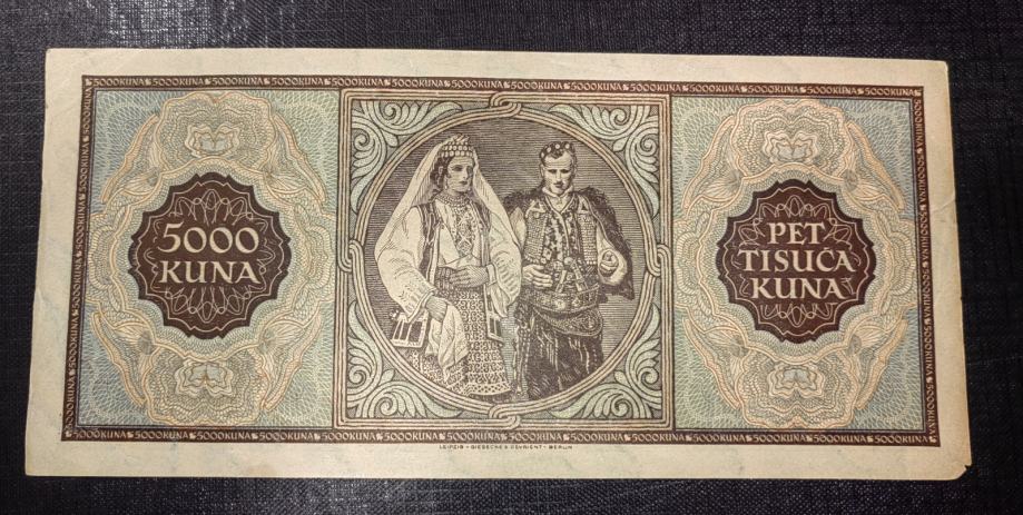 HRVAŠKA 5000 KUNA 1943