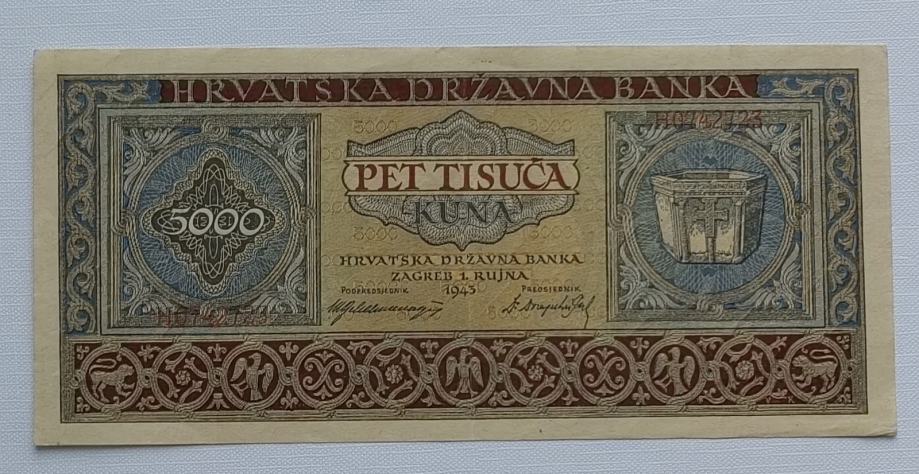 HRVAŠKA 5000 KUNA 1943